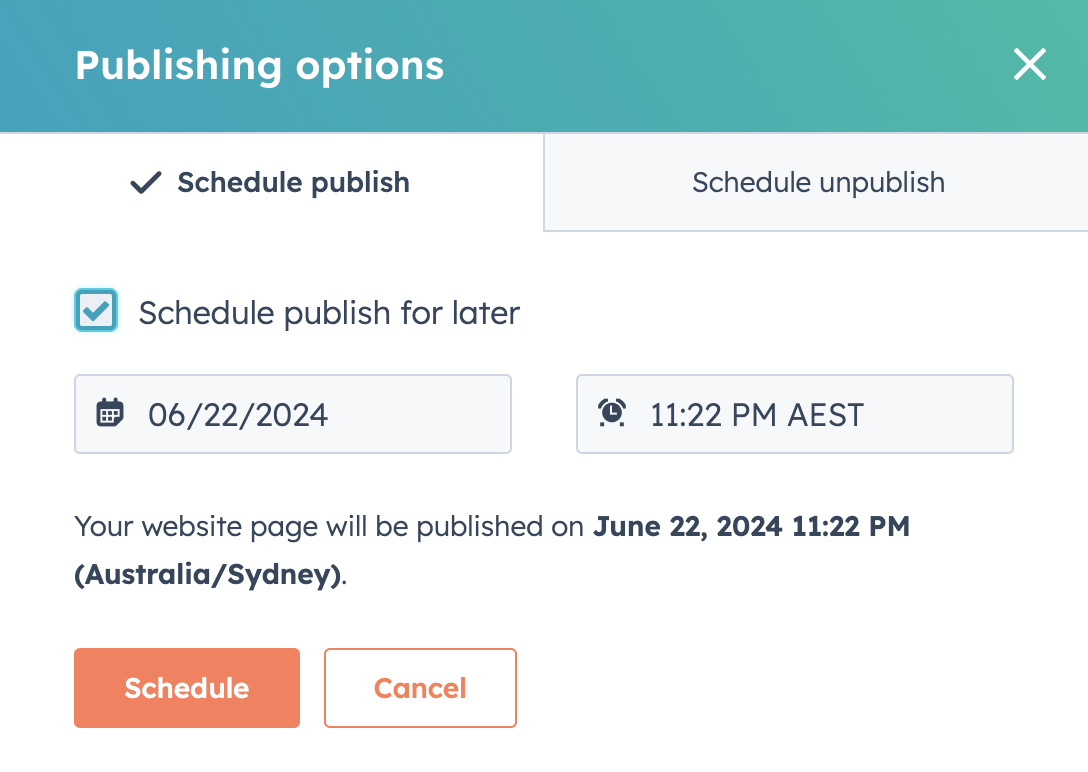 Essential Publishing Controls in HubSpot Content Hub: Schedule Publish and Unpublish