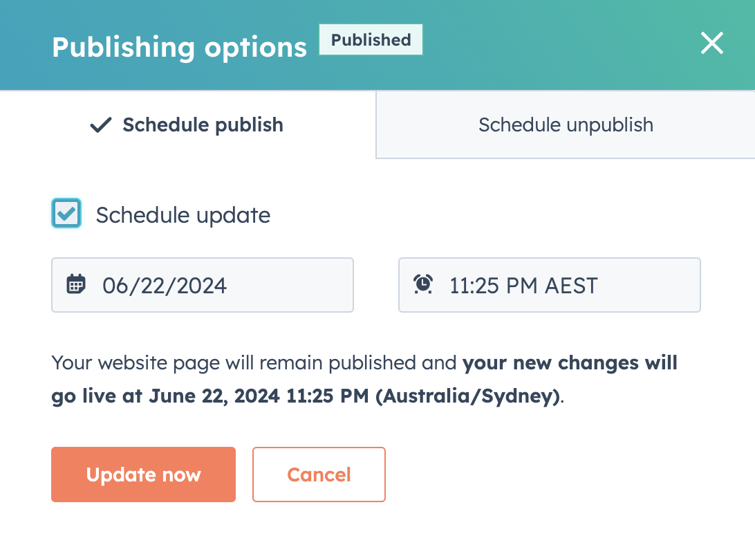 Essential Publishing Controls in HubSpot Content Hub: Schedule Publish and Unpublish